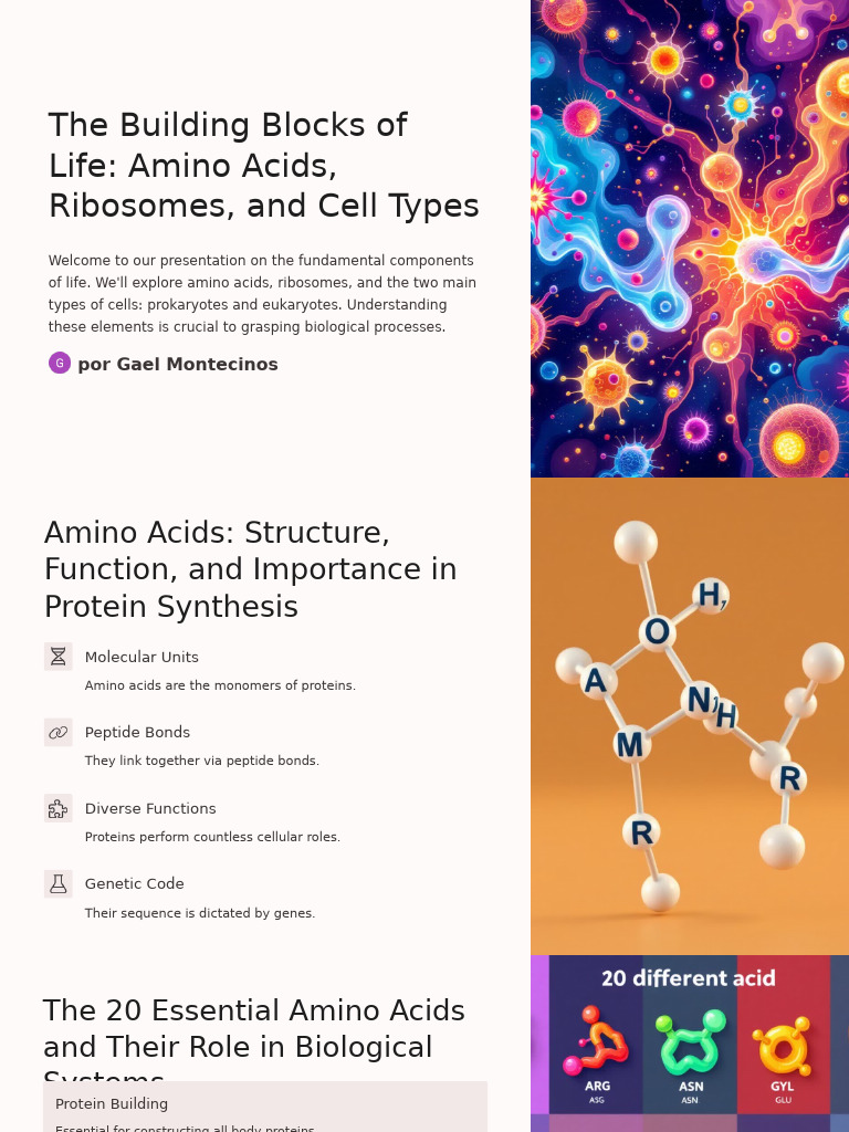 The Building Blocks of Life Amino Acids Ribosomes and Cell Types | PDF ...