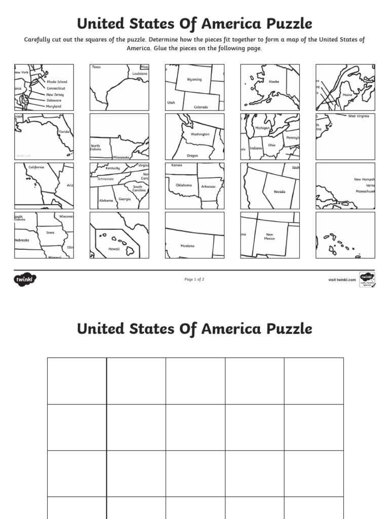 USA Map Puzzle Activity | PDF