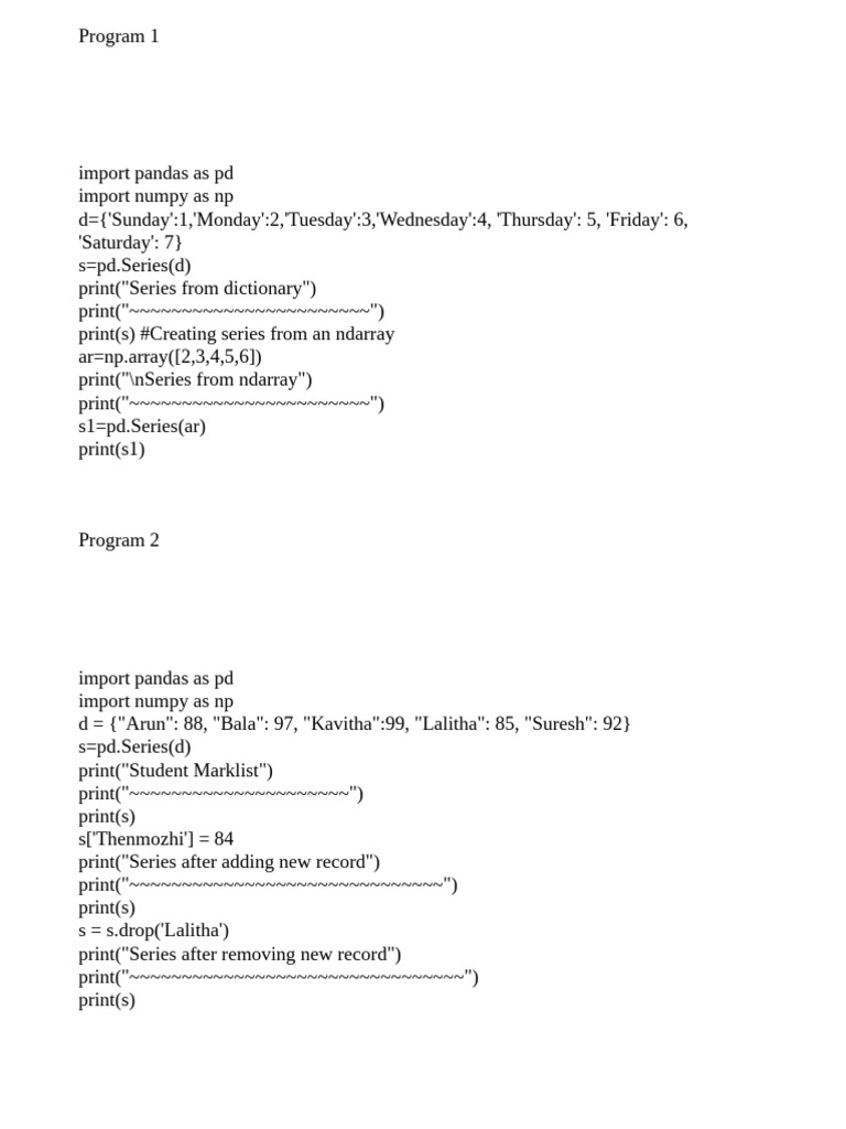 Program and Output For Printout | PDF