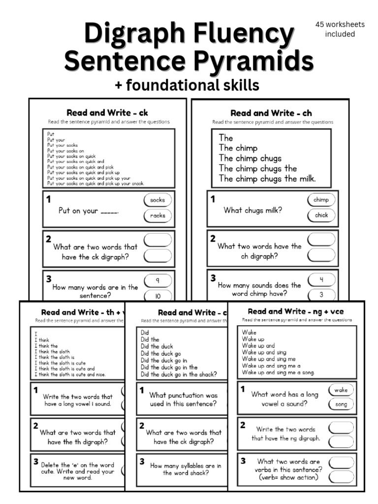 Digraph Fluency Digraph Fluency Sentence Pyramids Sentence Pyramids ...