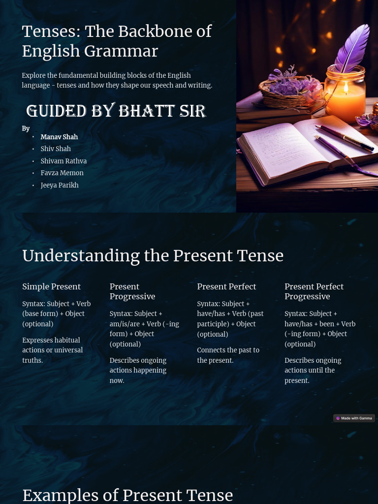 Tenses The Backbone of English Grammar | PDF | Perfect (Grammar) | Grammatical Tense