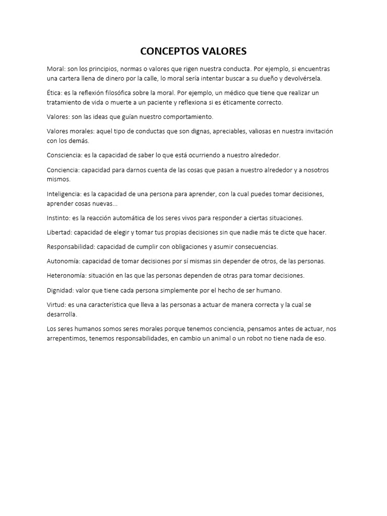 Conceptos Valores | PDF