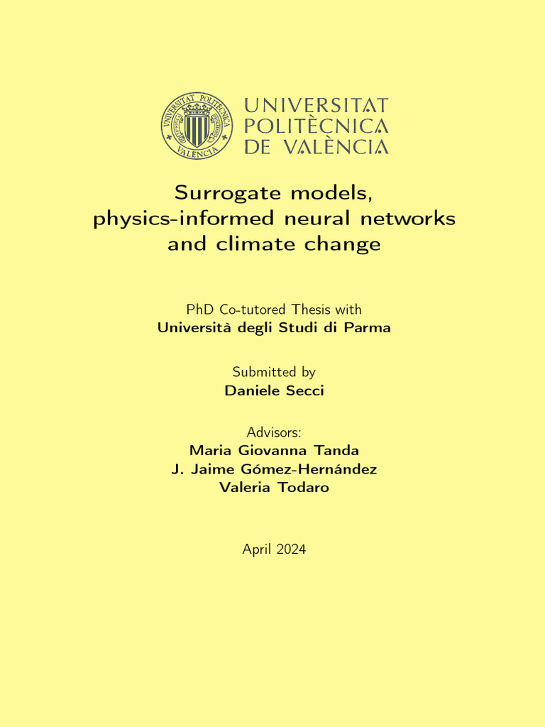 Secci - 2024 - Surrogate Models Physics-Informed Neural Networks and Climate Change-phD Thesis ...