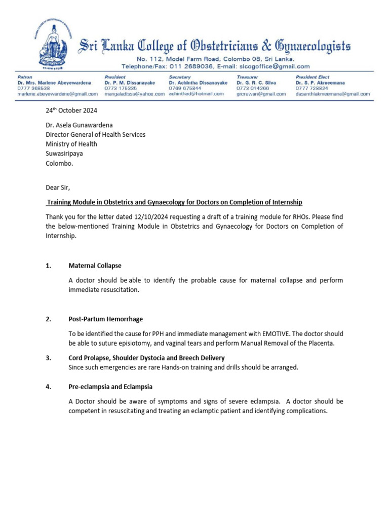 Training Module in Obstetrics and Gynaecology For Doctors | PDF