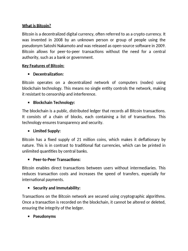 Understanding Bitcoin: Features & Challenges | PDF | Bitcoin ...