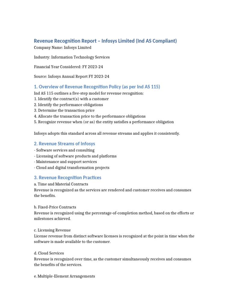 Infosys Revenue Recognition Practices FY24 | PDF | Revenue | Cloud ...