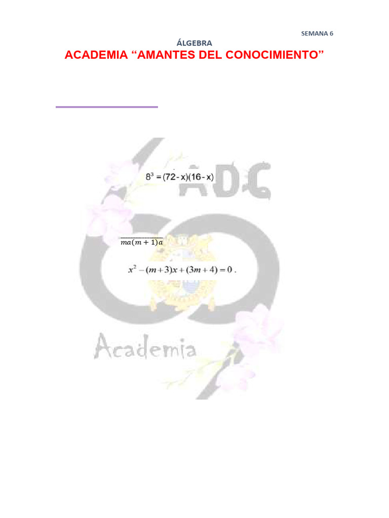 Sem. 6 ADC - Ciclo Semestr. - Ejerc - de Clase y Tarea | PDF | Ecuaciones | Matemática Elemental