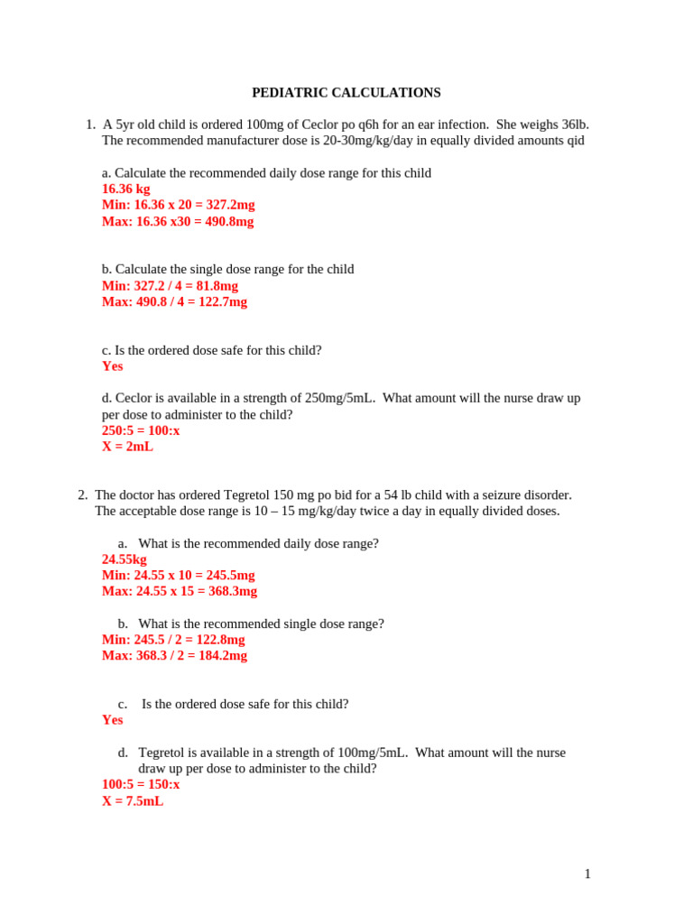 Pediatric and Geriatric Considerations - Master | PDF | Dose ...