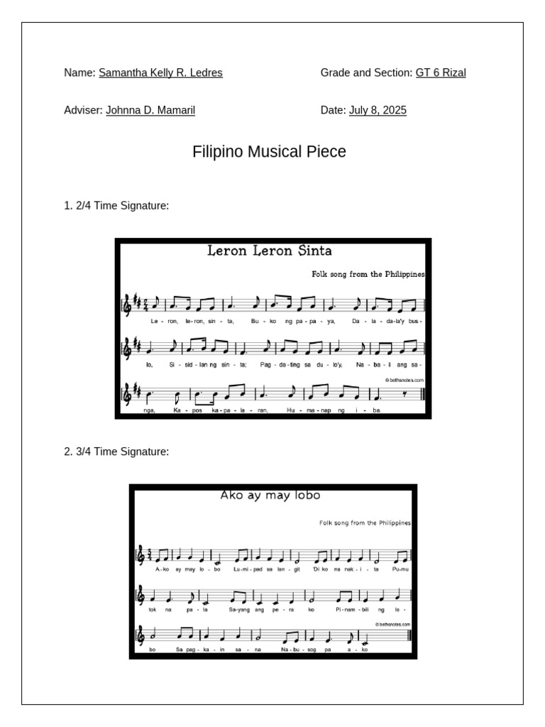 Filipino Musical Time Signatures | PDF