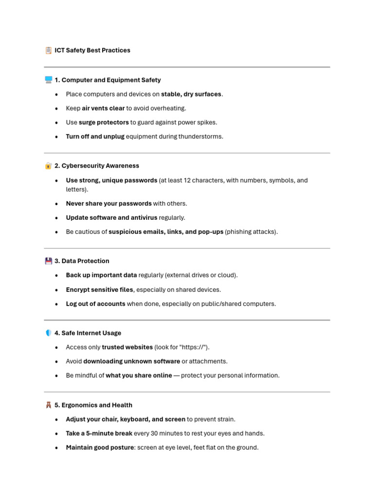 ICT Safety Best Practices | PDF