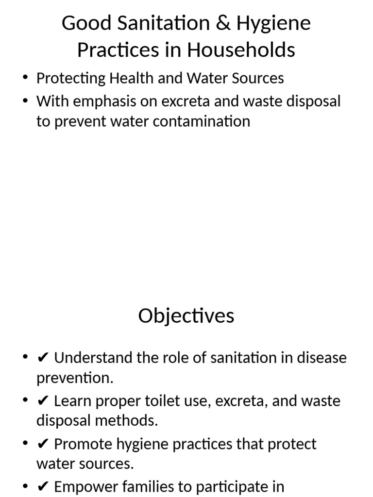 Good Sanitation Practices for Households | PDF | Sanitation | Hygiene