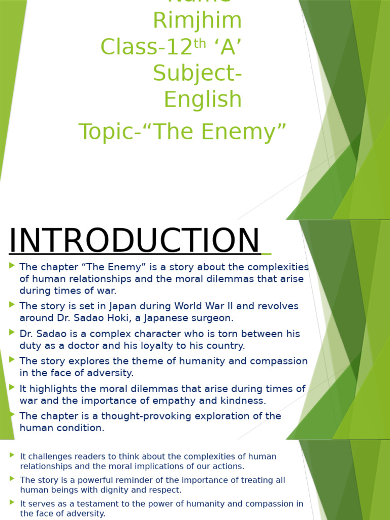 Humanity in "The Enemy" by Pearl S. Buck | PDF | Compassion | Empathy