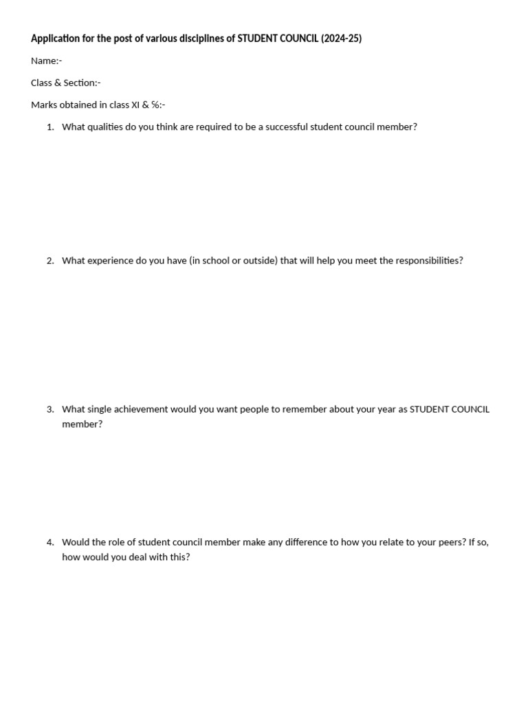 App - Form (Student Council) | PDF