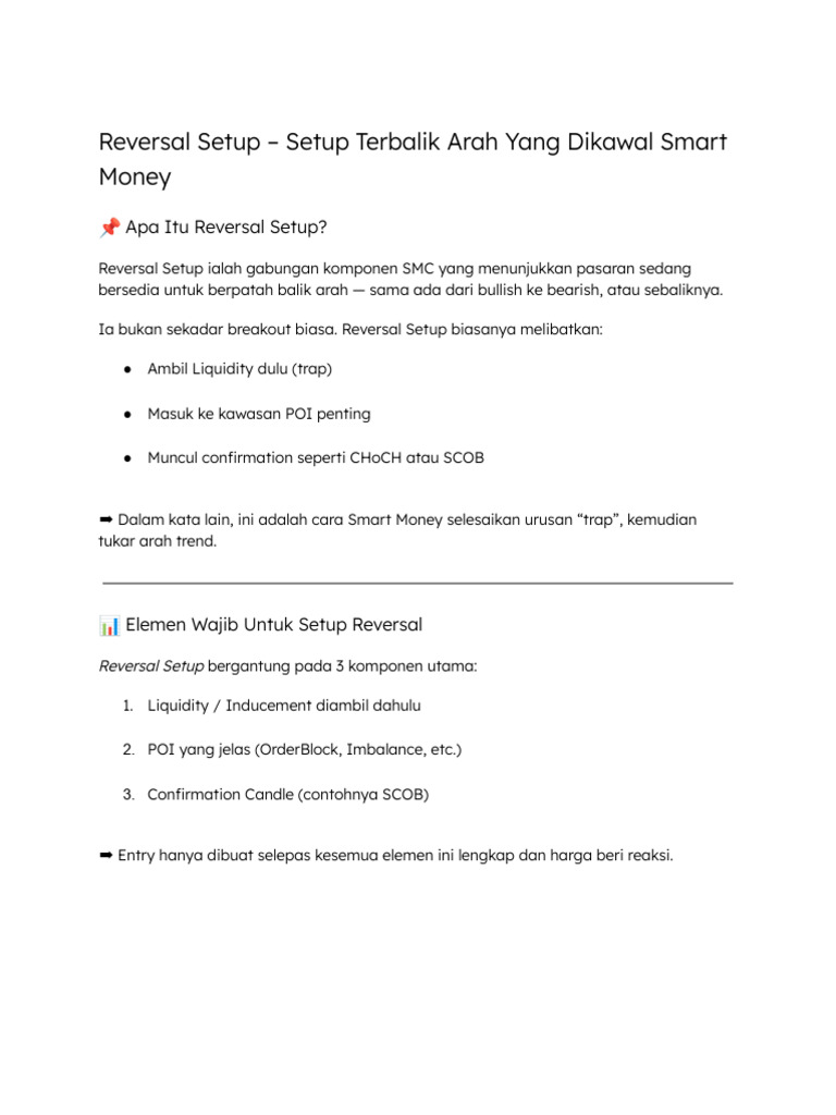 Reversal Setup SMC | PDF