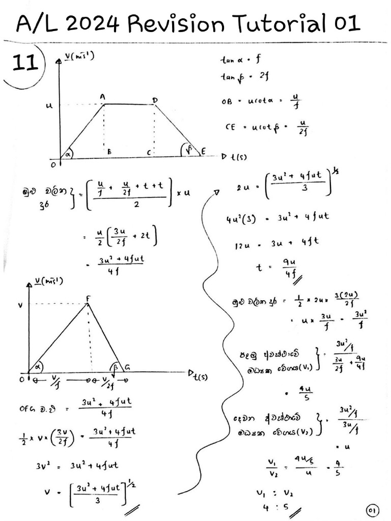 Revision Tute 01 Graps of Motion Answers | PDF
