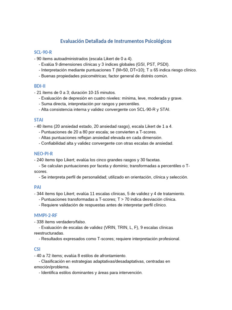 Evaluación de Instrumentos Psicológicos | PDF