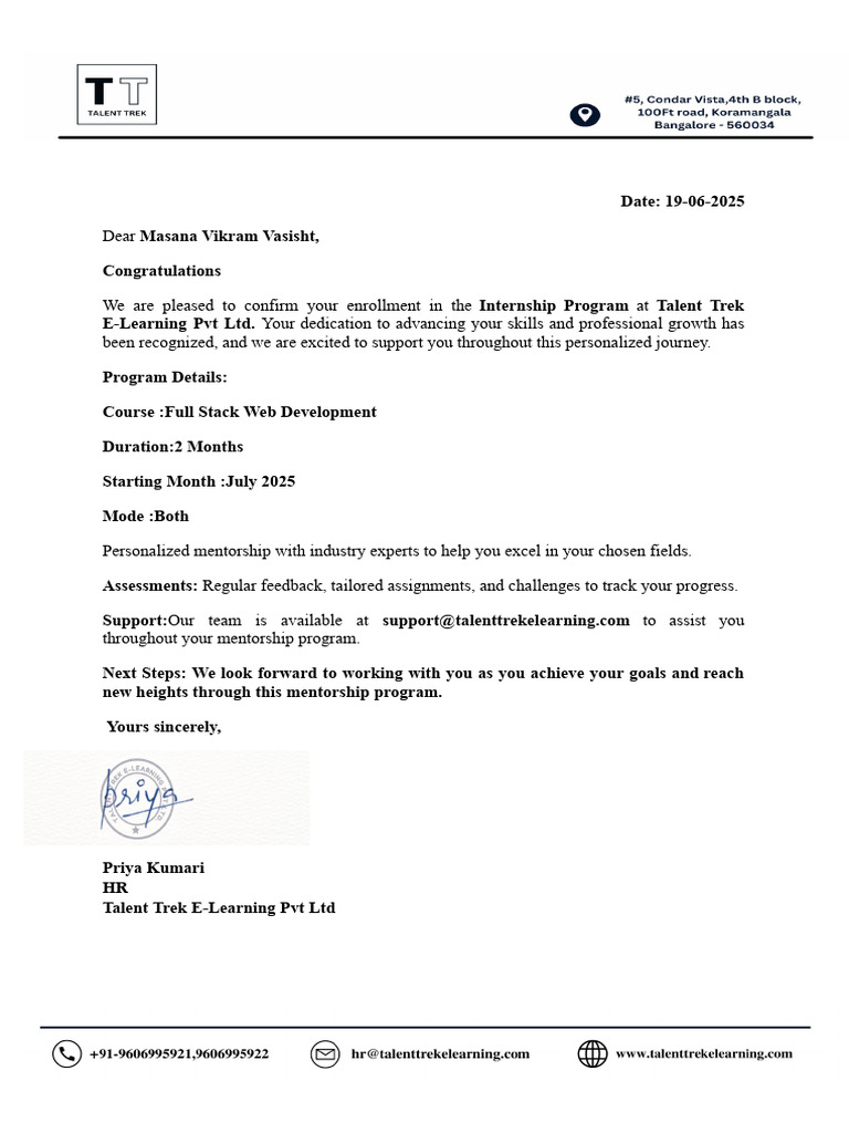 Allotment Letter-Masana Vikram Vasisht | PDF