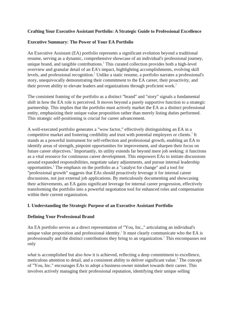 Executive Assistant Portfolio Guide | PDF | Performance Indicator | Brand