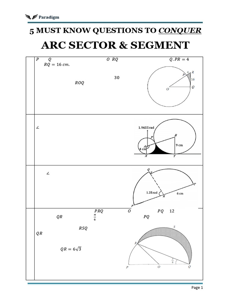 Secondary 3 E Math by Paradigm Arc Sector Segment | PDF