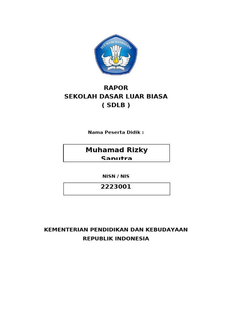 Rapor Merdeka SDLB Rizky Saputra | PDF