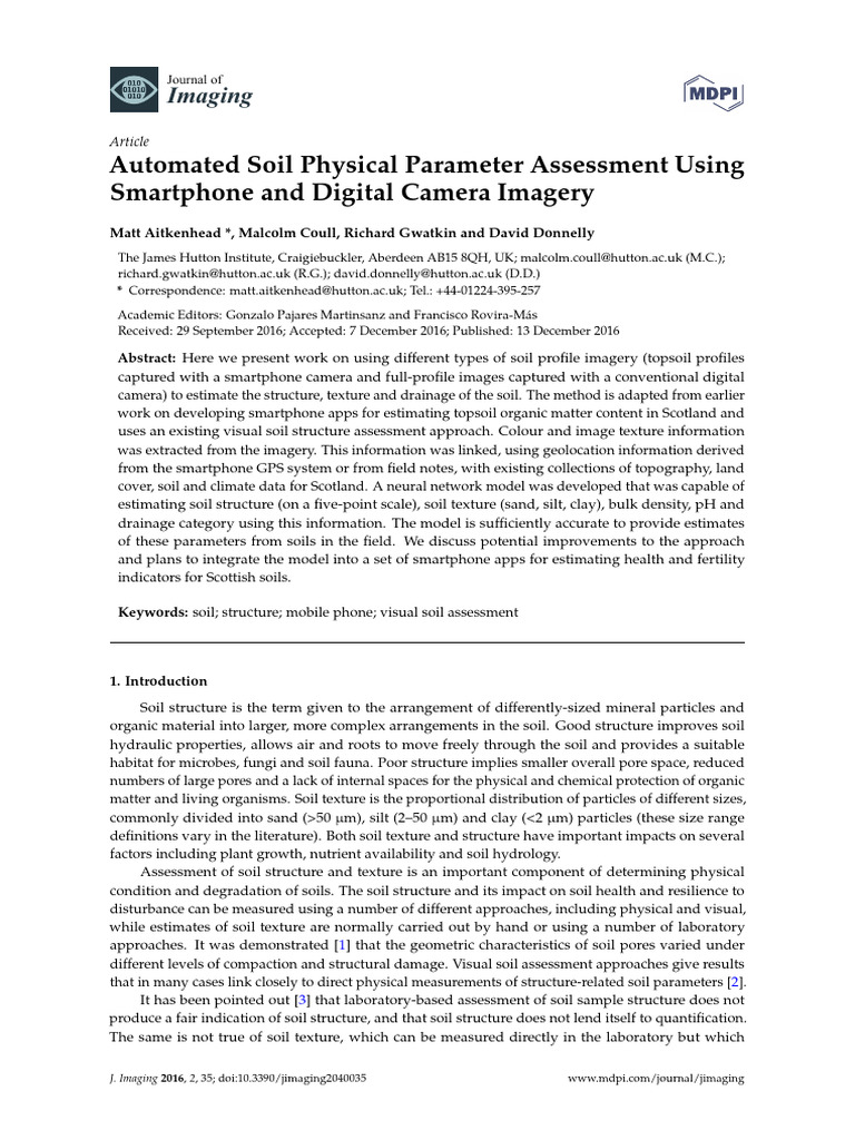 Automated Soil Physical Parameter Assessment Using | PDF | Dependent And Independent Variables ...