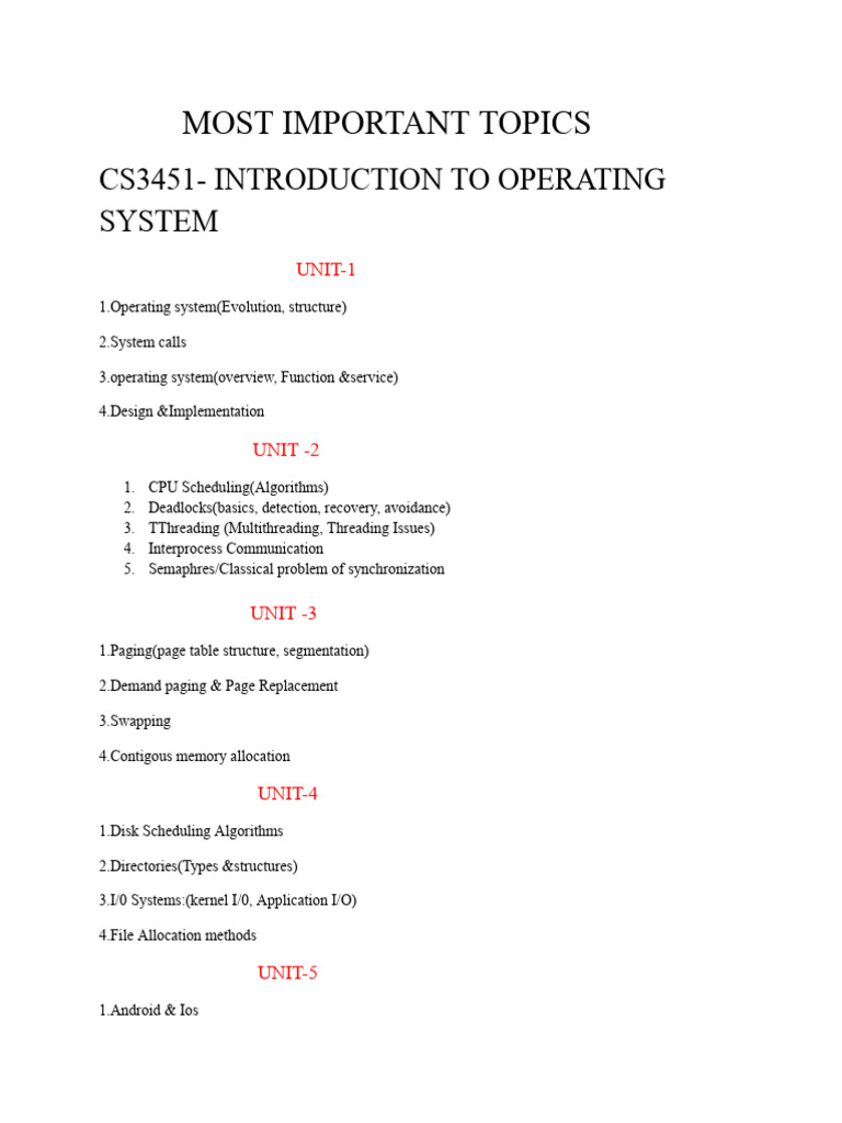 Key Topics in Operating Systems | PDF