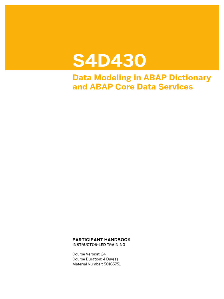 S4D430 Col24 Data Modeling in ABAP Dictionary and ABAP Core Data Services | PDF | Databases ...