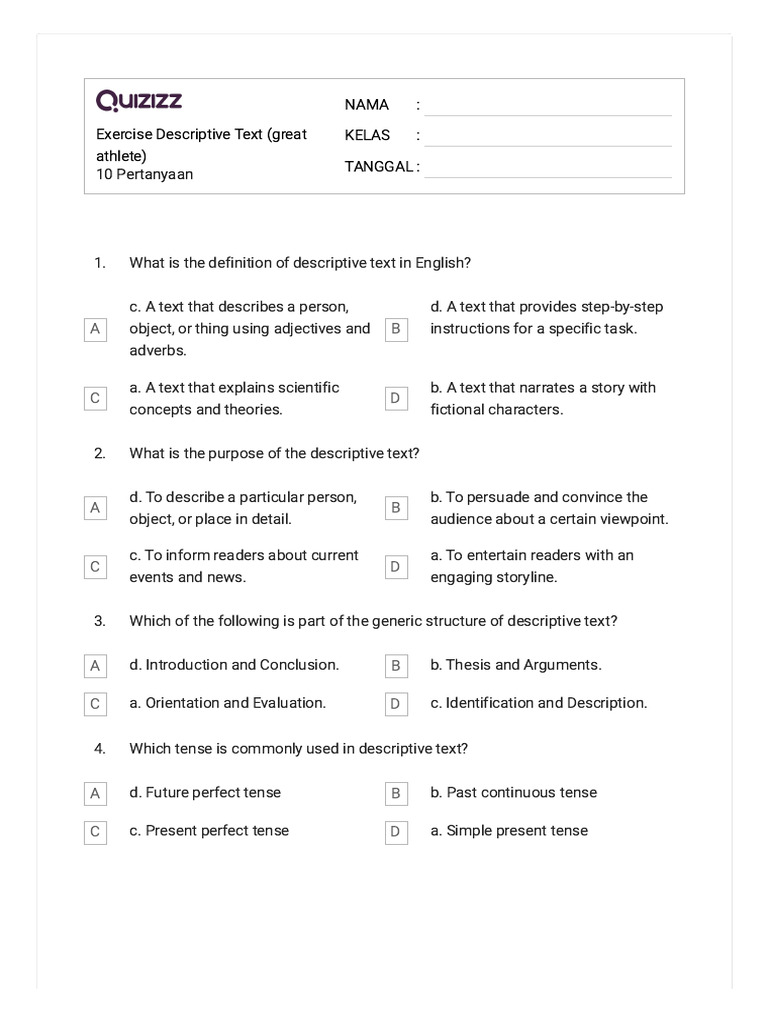 Exercise Descriptive Text (Great Athlete) | PDF | Grammatical Tense | Verb