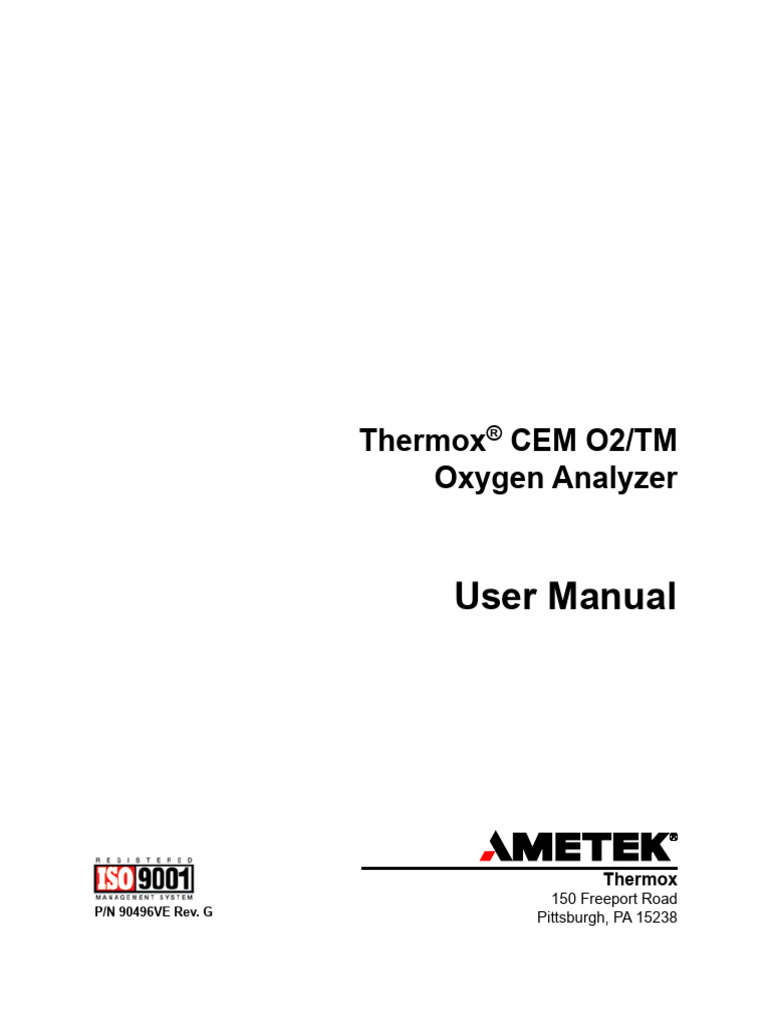 90496ve Cem O2 TM Oxygen Analyzer User Manual | PDF | Thermocouple | Electrical Wiring