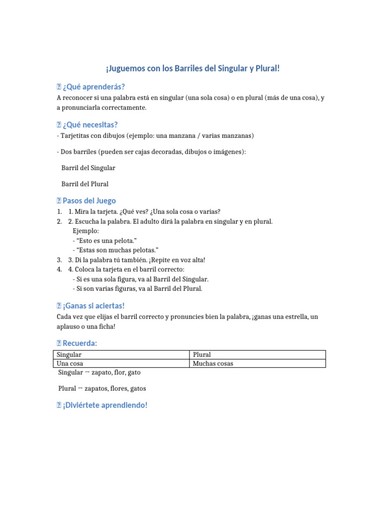 Barriles Singular Plural | PDF