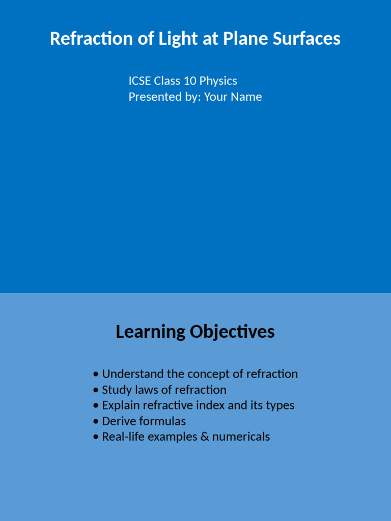 ICSE Class10 Refraction Colourful | PDF