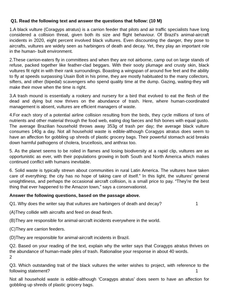 Comprehension Passages | PDF | Birds