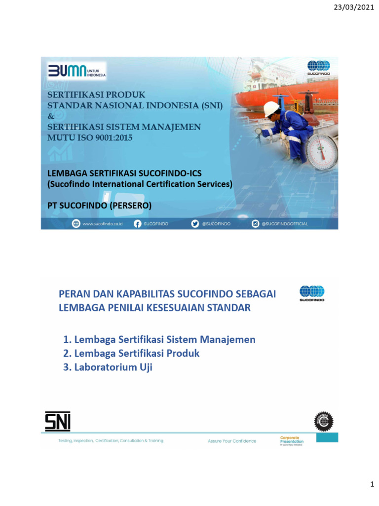 Sertifikasi Produk oleh Sucofindo ICS | PDF
