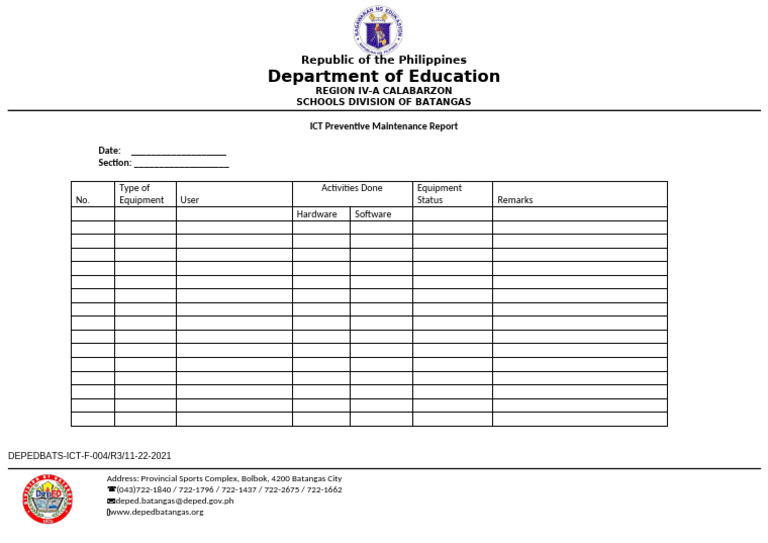 Form 4 ICT Preventive Maintenance Report With Date 11-22-2021 | PDF