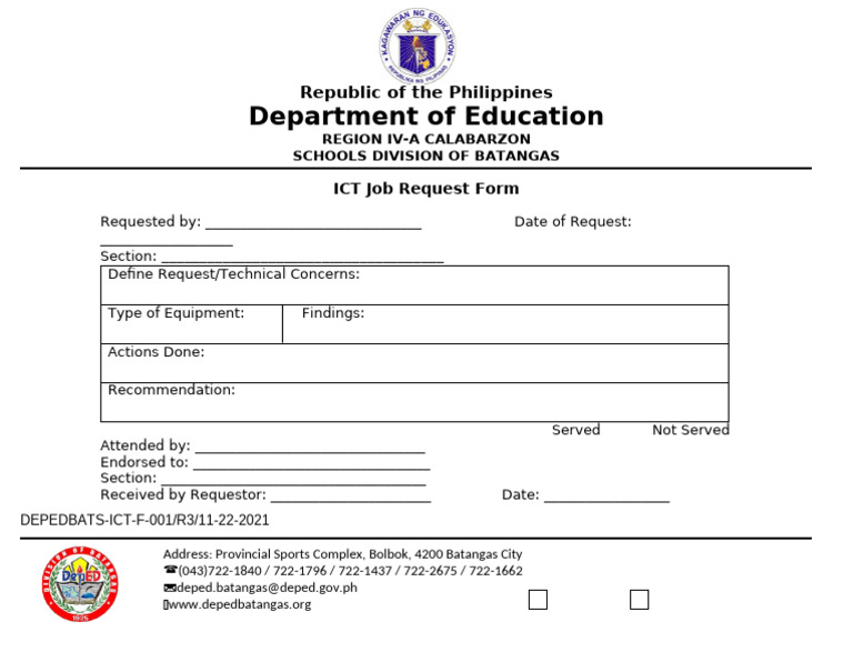Vehicle Request Form for ICT Services | PDF
