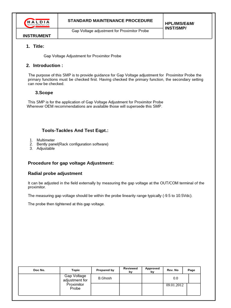 Gap Voltage Adjustment of Probe | PDF | Electrical Engineering ...
