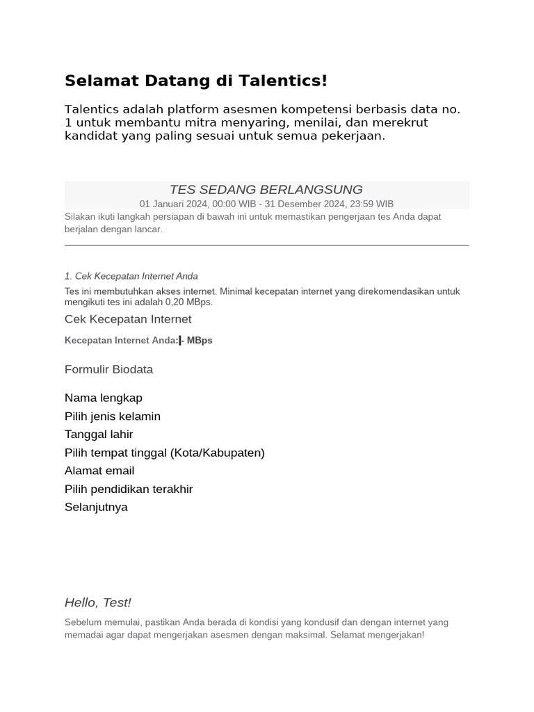 Panduan Tes Talentics 2024 | PDF