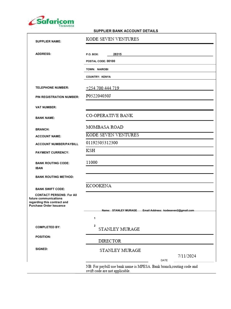 Supplier Bank Account Details New 2 | PDF