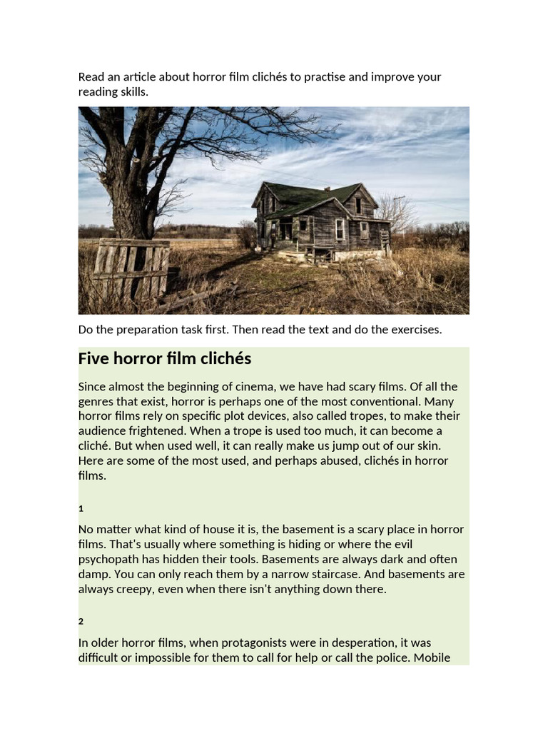 Horror Film Clichés Explained | PDF | Horror Films