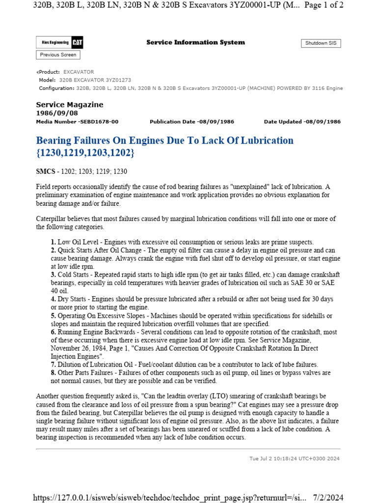 320B Bearing Failures On Engines Due To Lack of Lubrication-1 | PDF ...