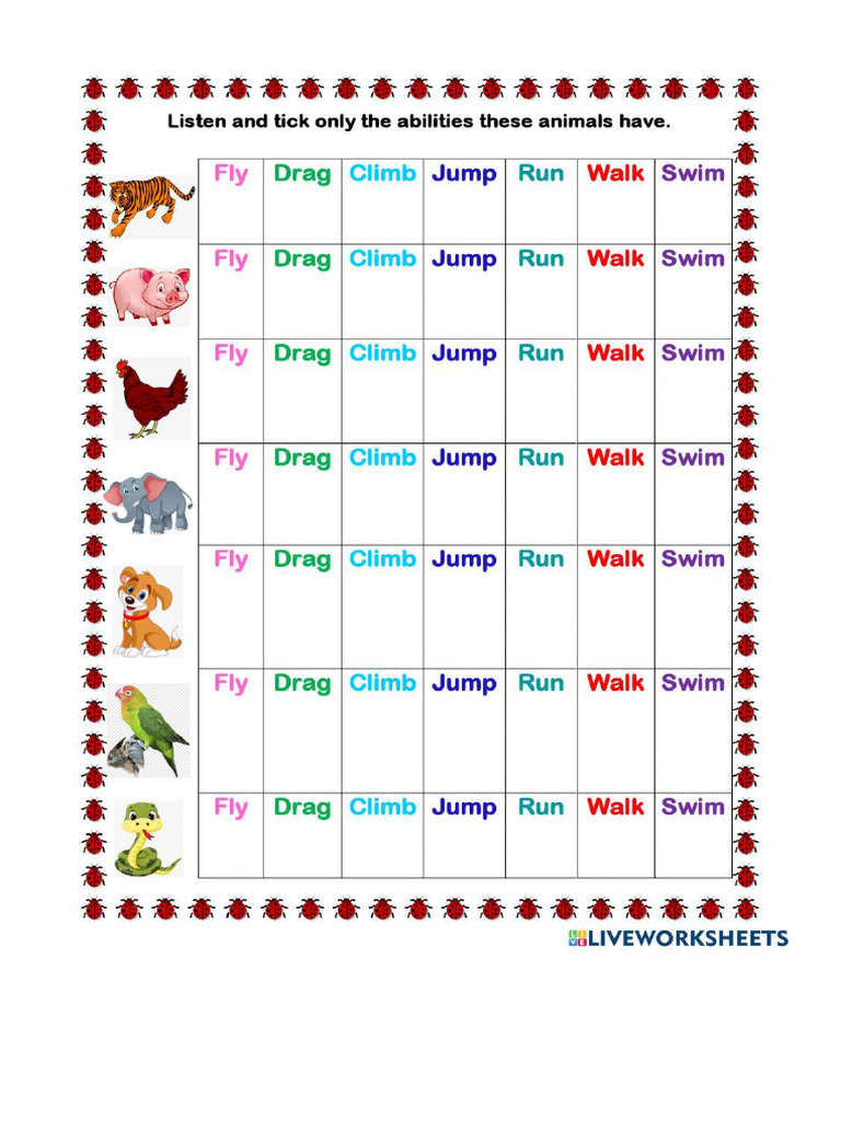 Animals' Abilities 3° Worksheet1 | PDF