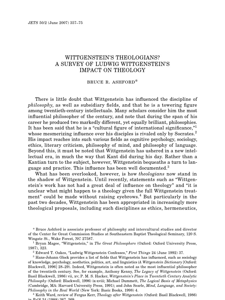 Wittgenstein's Theologians | PDF | Ludwig Wittgenstein | Theology