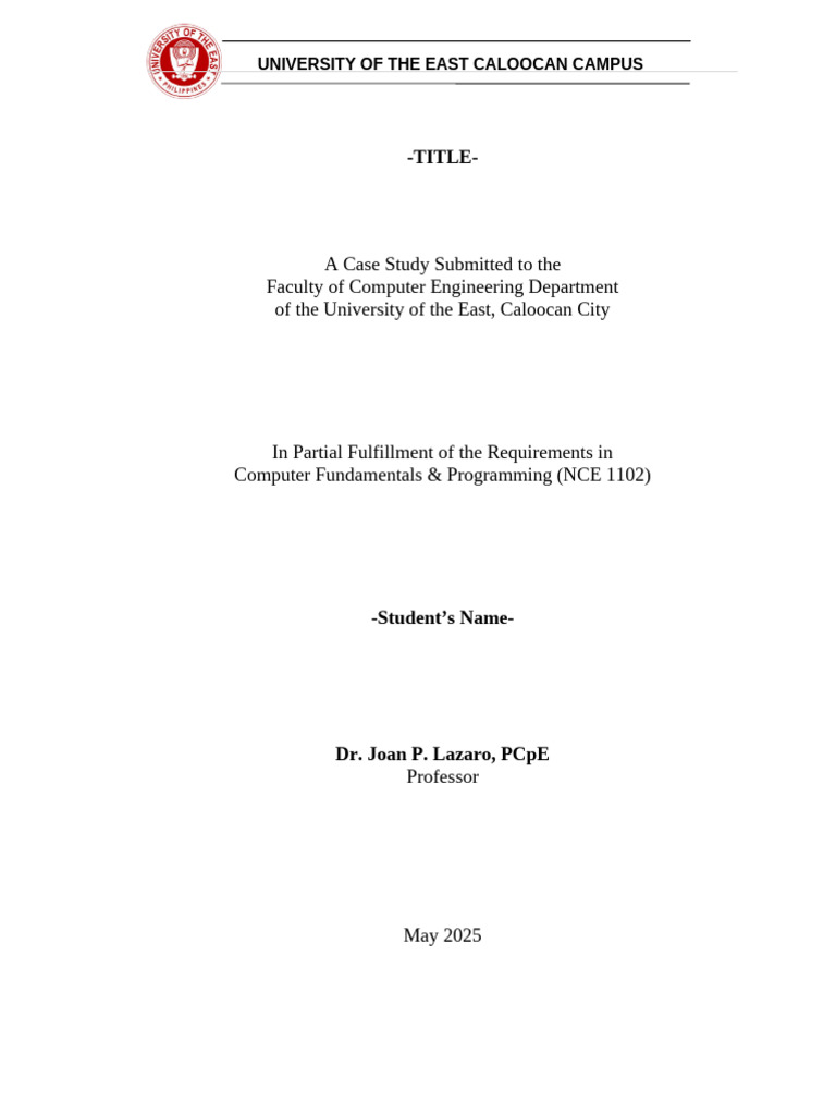 Title Page and Template NCE 1102 Case Study | PDF