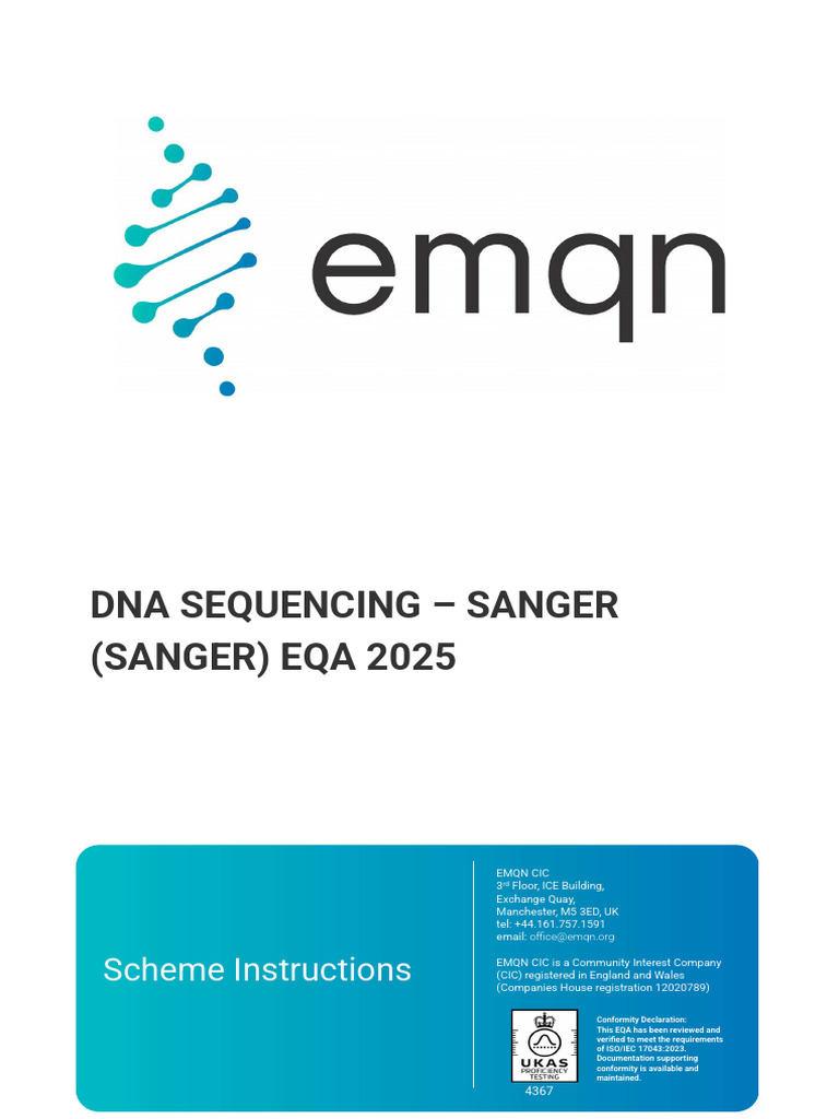 DNA Sequencing Sanger - EQA Instructions 2025 - v1 | PDF | Dna Sequencing | Primer (Molecular ...