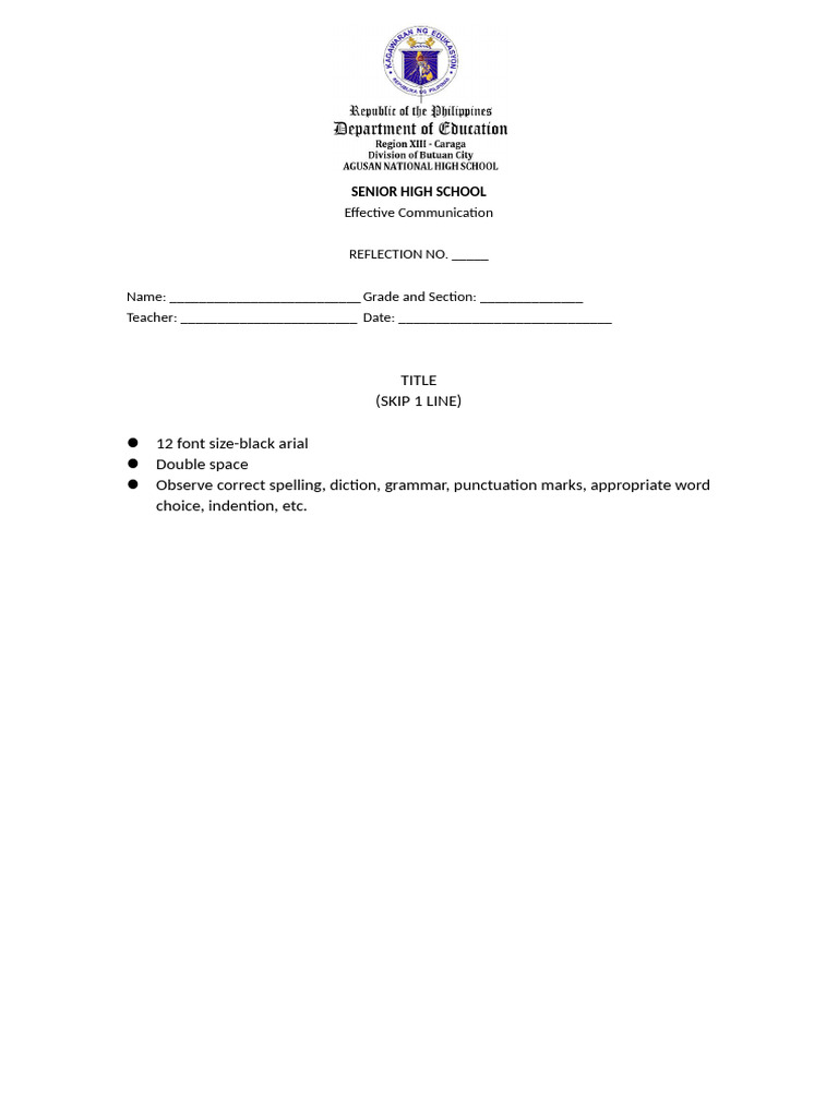 Reflection Template | PDF