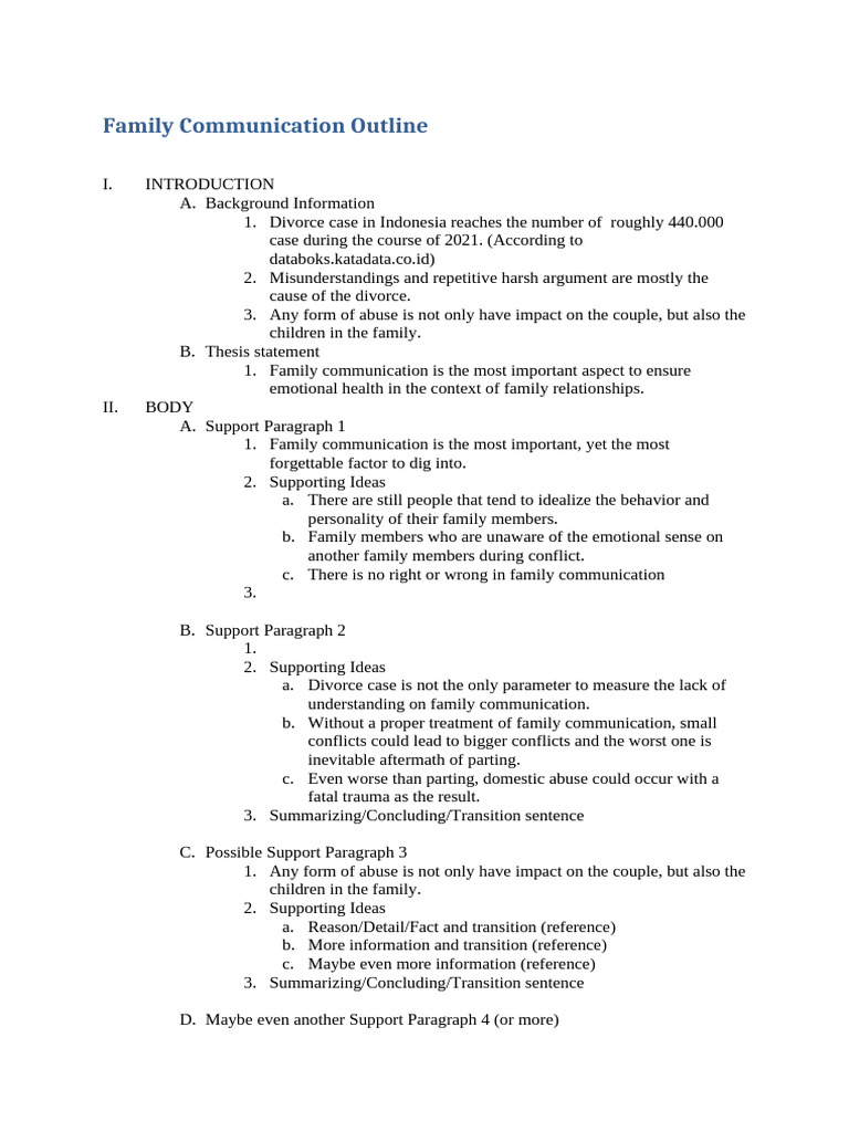 Family Communication Outline | PDF | Family | Divorce