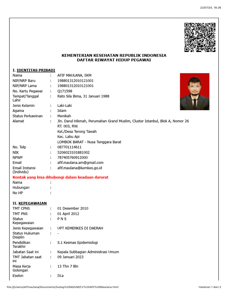 CV Afif Maulana | PDF