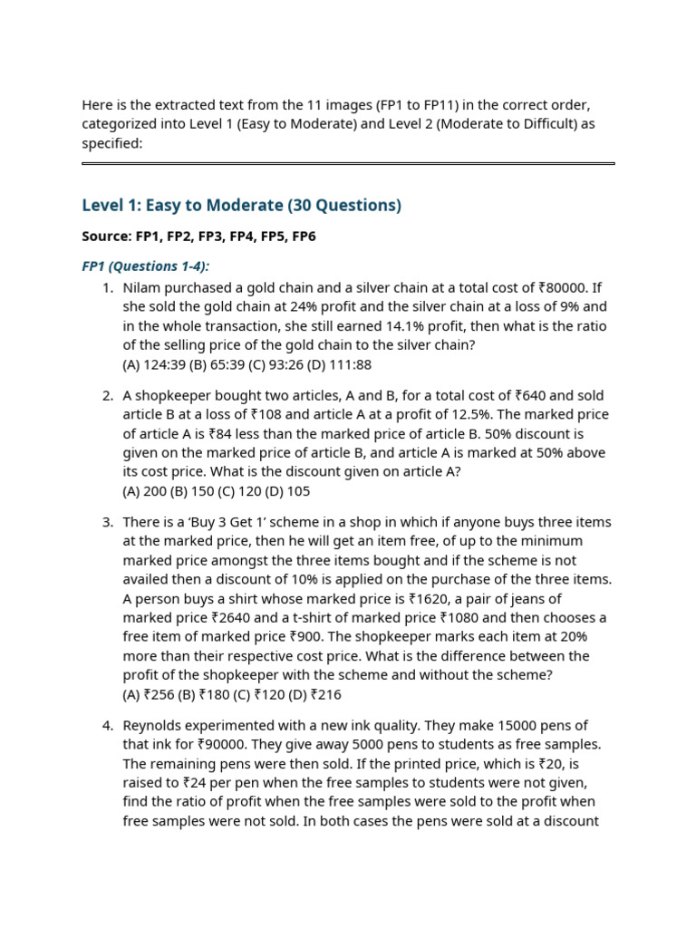 Class 5 Percentage Problems and Solutions | PDF | Prices | Sales