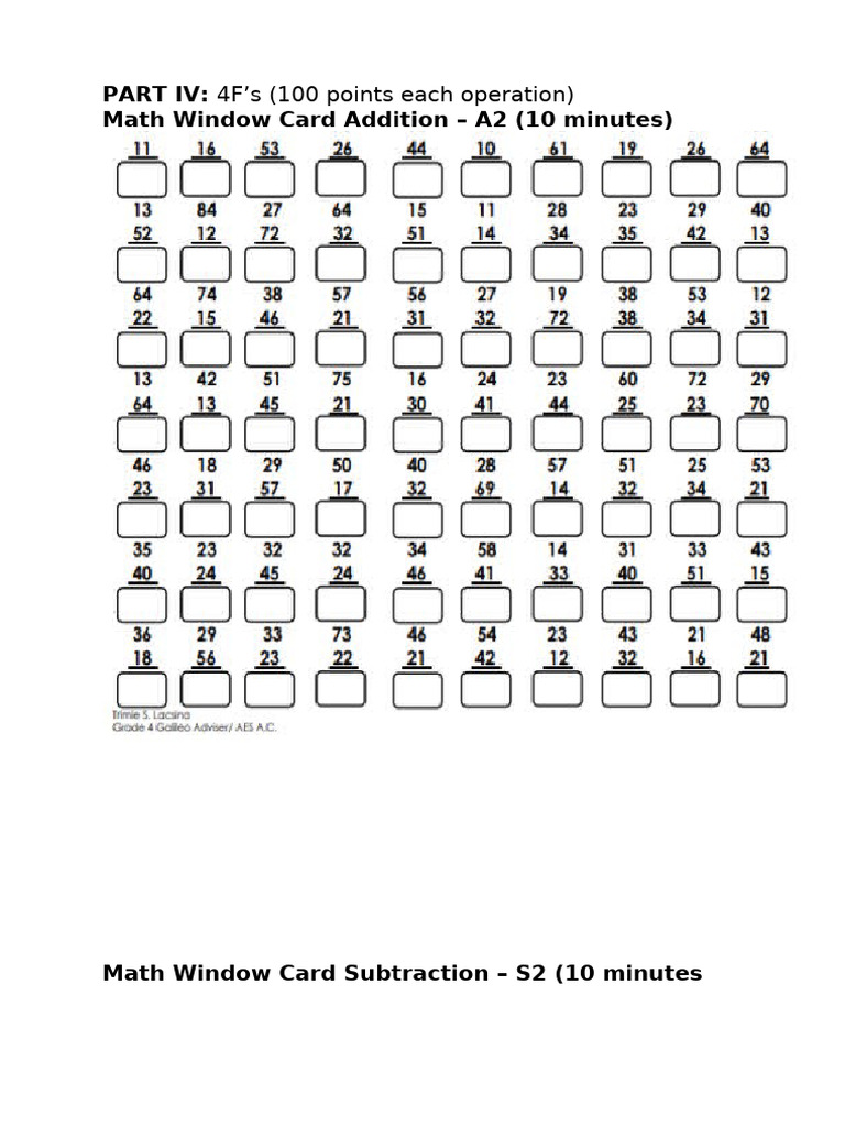 Window Card Grades 4 6 | PDF