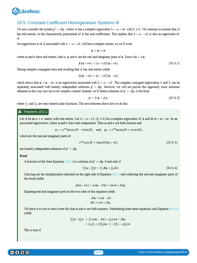 05 Constant Coefficient Homogeneous Systems III | PDF | Eigenvalues And Eigenvectors | Matrix Theory